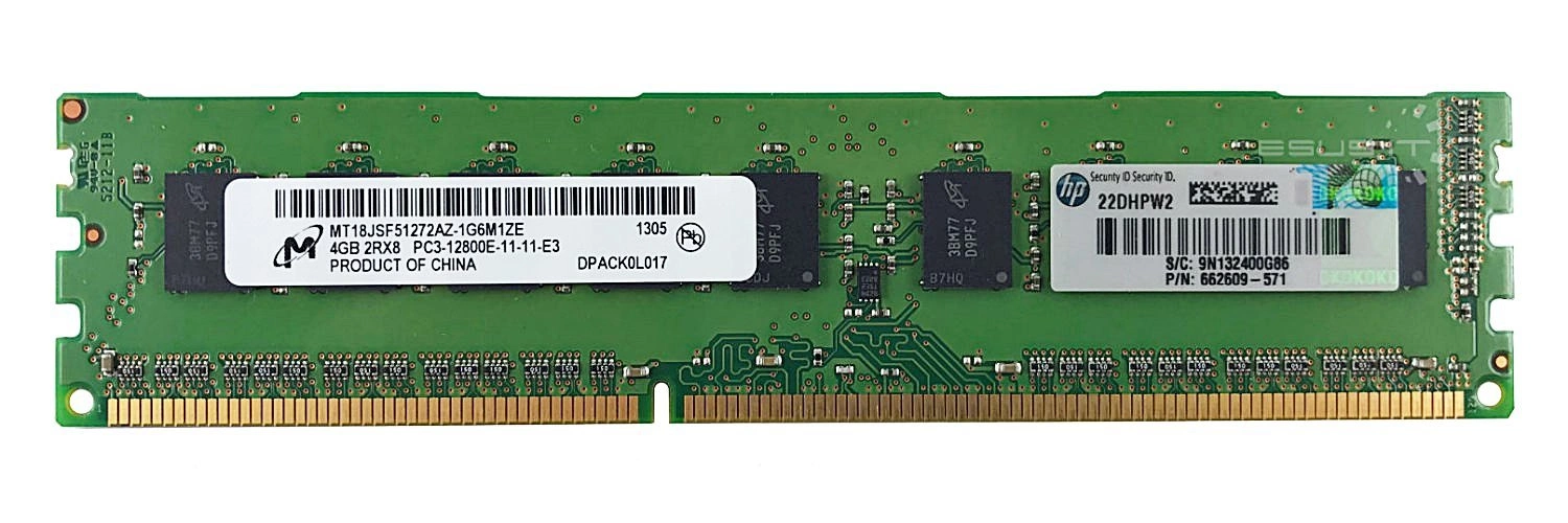 Pamięć RAM 1x 4GB Micron ECC UNBUFFERED DDR3 1600MHz PC3-12800 UDIMM | MT18JSF51272AZ-1G6 - DDR3 ...